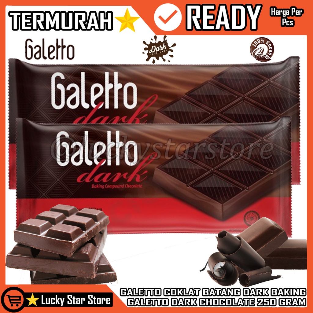 Jual GALETTO COKLAT BATANG DARK BAKING COMPOUND CHOCOLATE 250GR GALETTO ...