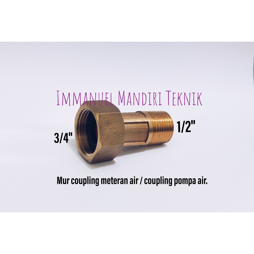 Jual Coupling meteran air 3/4 x 1/2 / Mur coupling pompa air 3/4 x 1/2 ...