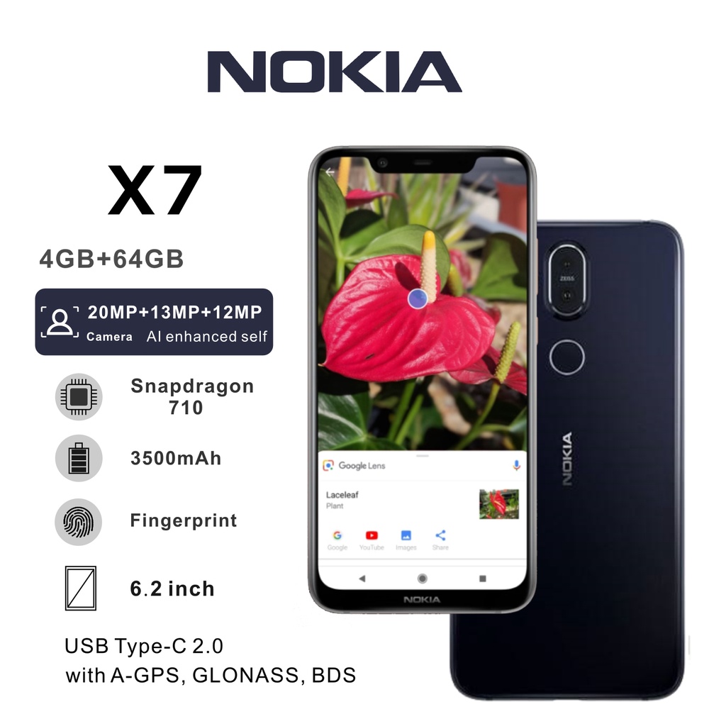 Jual Nokia X7 Type-c 6.2inch dual sim 4GRam+ 64GRom handphone murah ...