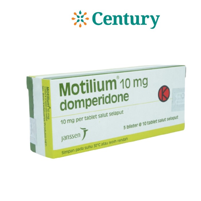 Jual MOTILIUM 10MG 1 STRIP 10 TABLET / DOMPERIDONE / DISPEPSIA / GERD ...