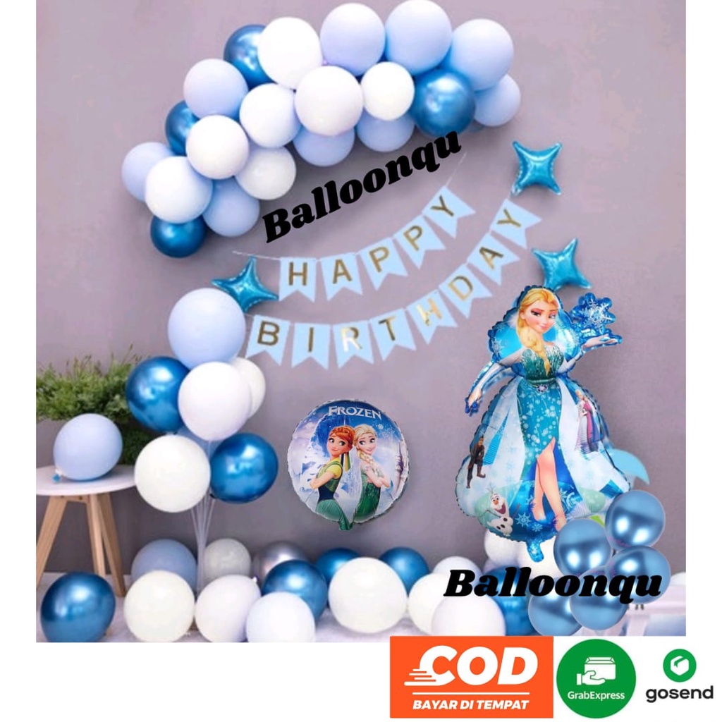 Jual Paket Dekor Ulang Tahun Set Banner Frozen Balon Dekor Happy ...