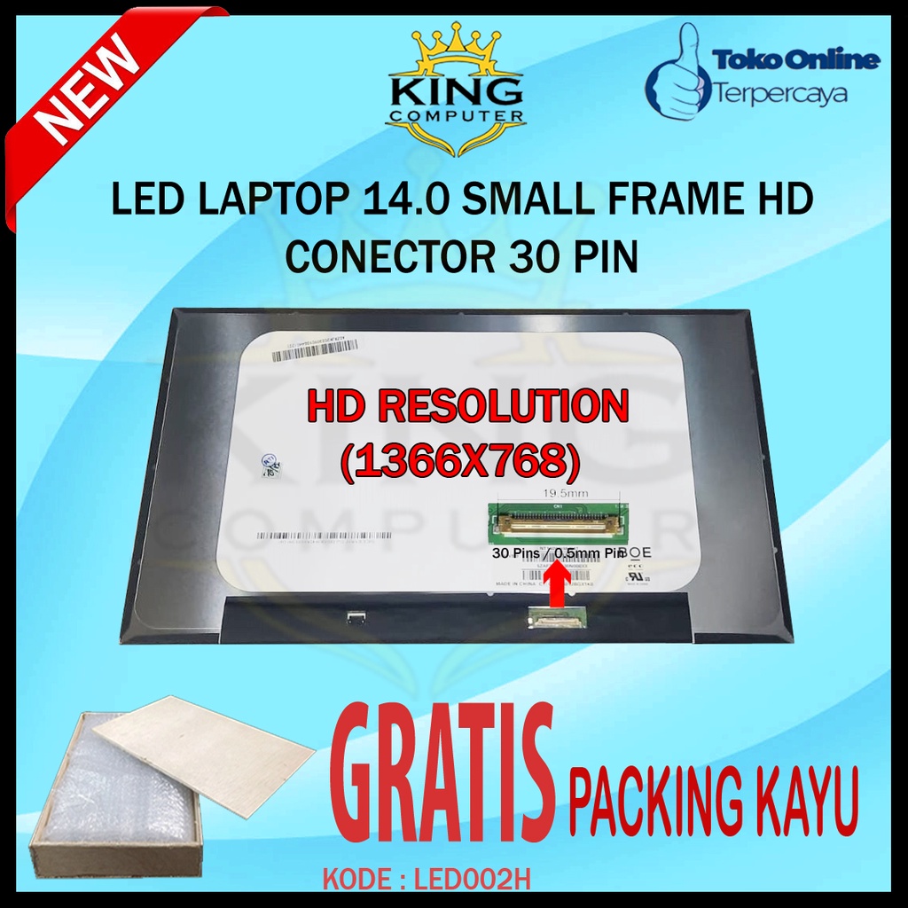 Jual LCD LED LAPTOP 14 INCH SLIM 30 PIN SMALL FRAME HD (BAWAH RATA) LED ...