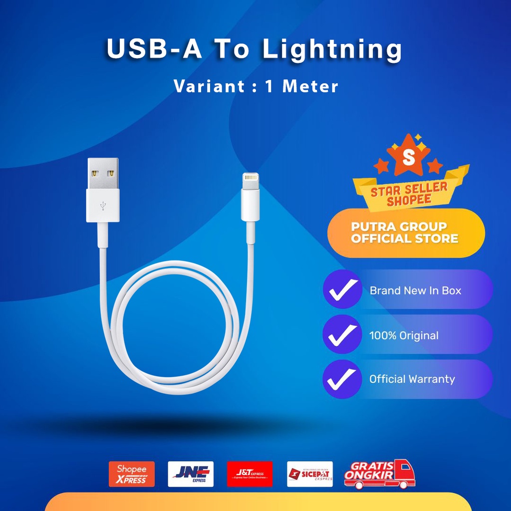 Jual USB A & C To Lightning Cable 1 Meter | Shopee Indonesia