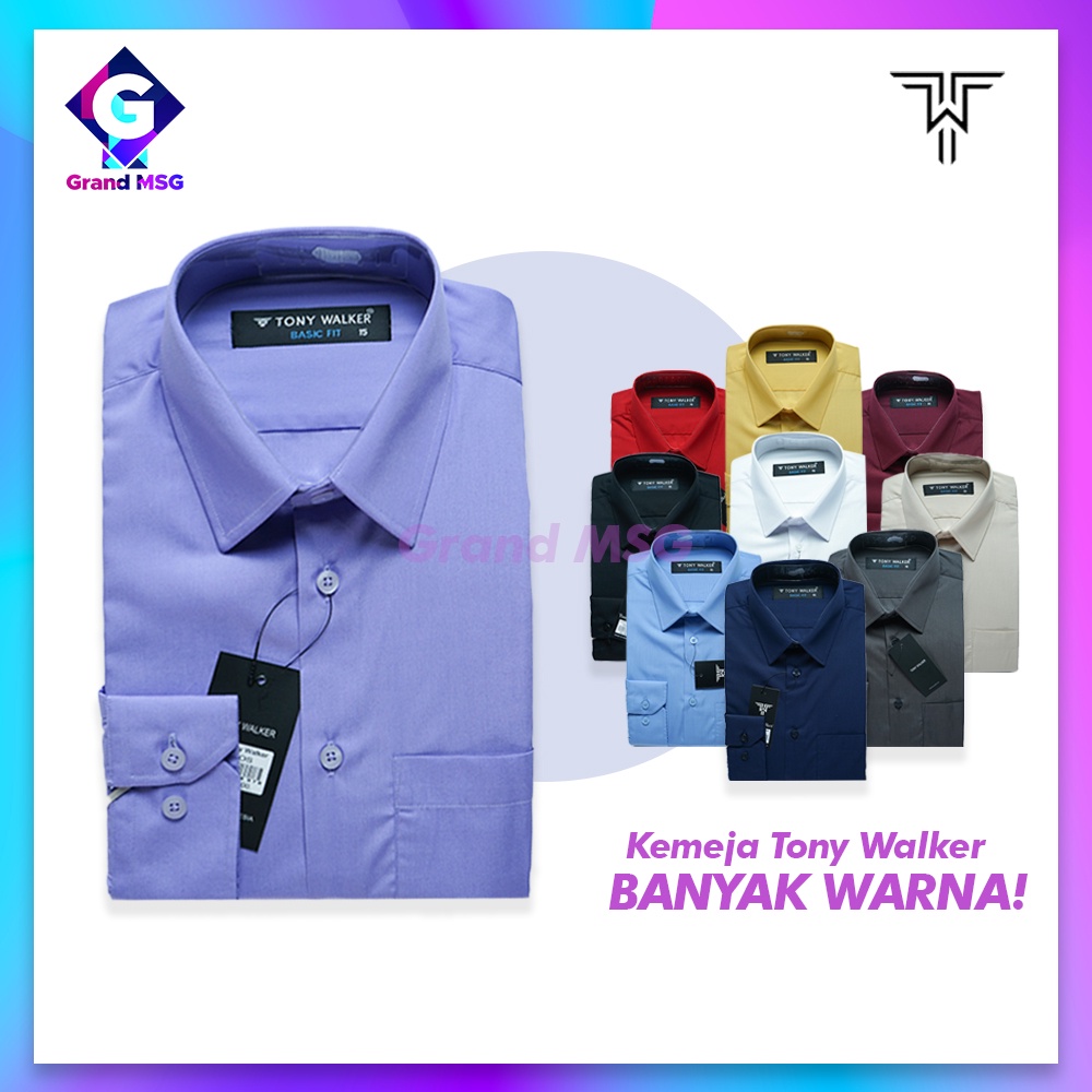 Jual Tony Walker Kemeja Pria REGULAR Lengan Panjang Original Polos Kombinasi Baju Atasan Kerja ...