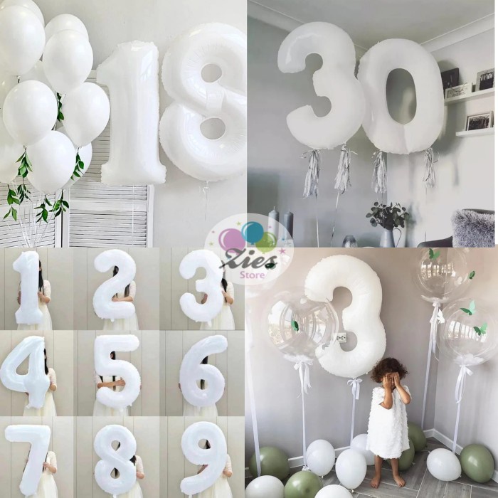 Jual Balon foil huruf / balon foil angka besar 80cm putih | Shopee ...