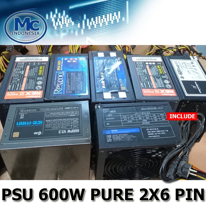 Jual PSU Power Supply 600Watt PURE 400W 500W 600W 1x6 Pin PURE | Shopee Indonesia