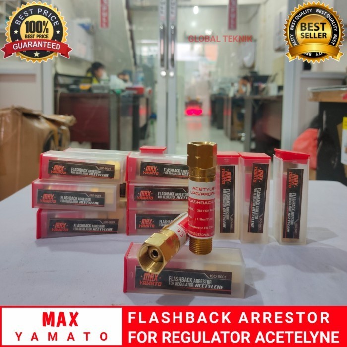 Jual FLASHBACK ARRESTOR ACETYLENE LPG FOR REGULATOR MAX YAMATO / FLASH ...