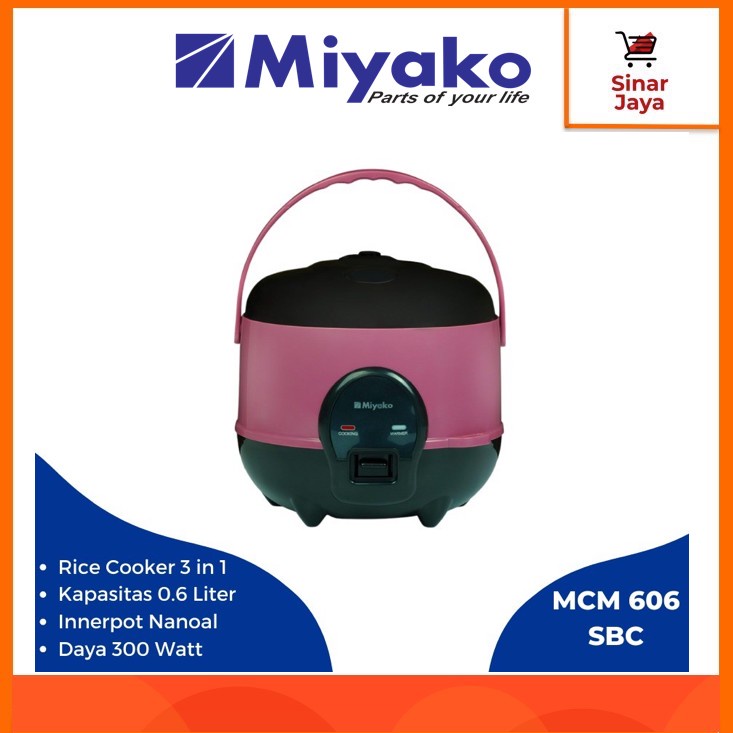 Jual MIYAKO MCM-606 A/B Rice Cooker / Magic Com 3in1 0,63 Liter ...