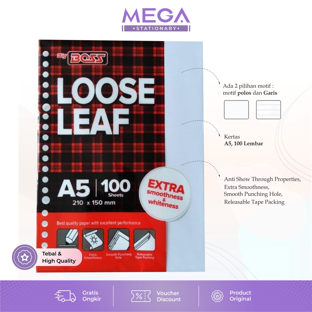 Jual PROMO - Kertas Refill - Isi File - Isi Binder - Loose Leaf A5 isi 100 lembar Polos dan ...