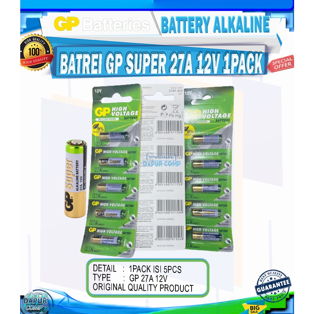 Jual BATRE/BATTERY GP27 SUPER ALKALINE GP 27A 12V ORIGINAL GP-BATTERY ...