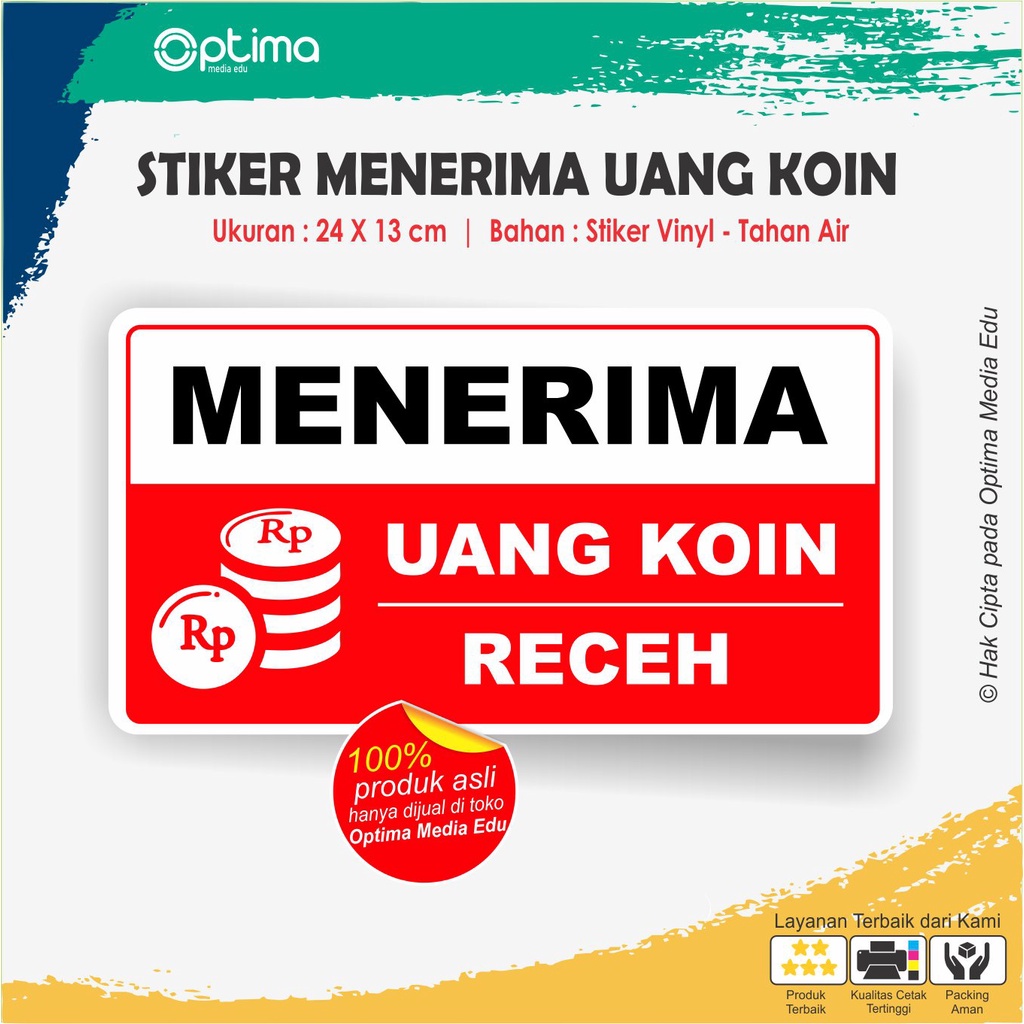 Jual Stiker Menerima Uang Koin / Receh | Shopee Indonesia