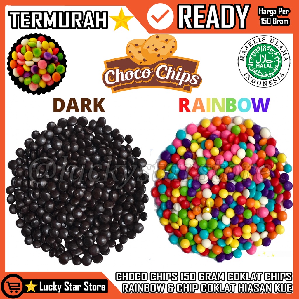 Jual CHOCOCHIPS ELMER COLORED HR CHOCO CHIPS WARNA RAINBOW KEMASAN ...
