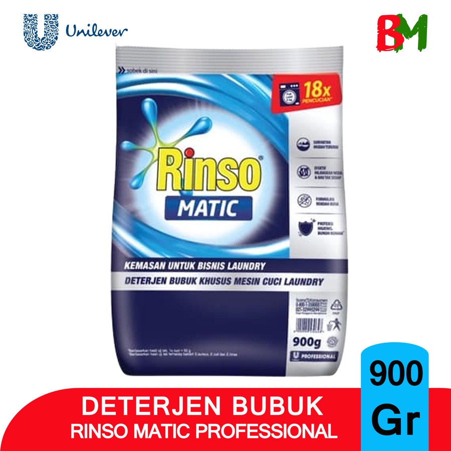 Jual Deterjen Sabun Rinso Matic Professional Bubuk Powder 900Gr ...