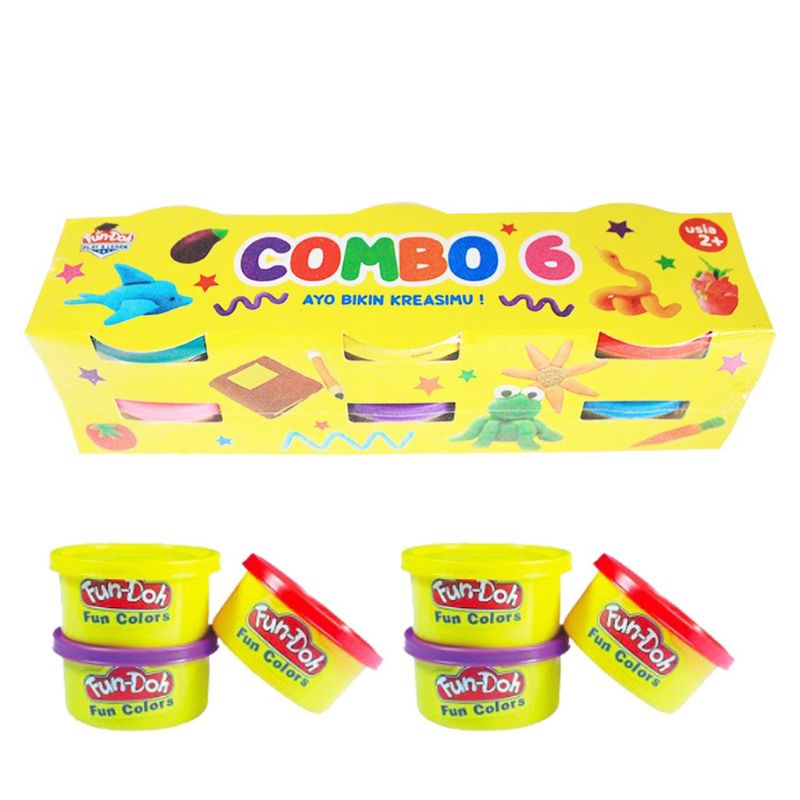 Jual FUN DOH COMBO 6 MAINAN LILIN FUNDOH PLASTISIN COMBO 6 WARNA ...