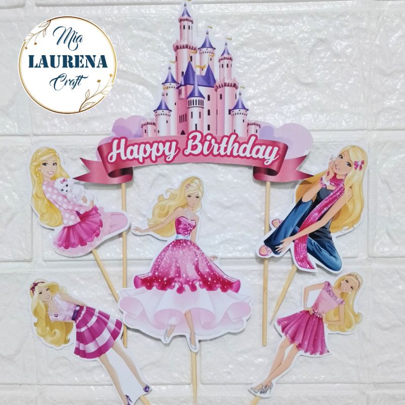 Jual topper birthday cake / hiasan kue ulang tahun tema Barbie | Shopee ...
