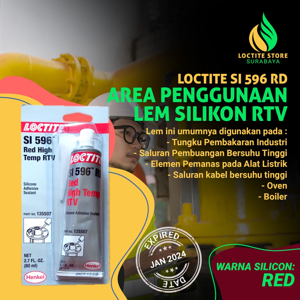 Jual LEM SILIKON SEALENT GASKET RTV TAHAN PANAS TINGGI LOCTITE 596RD ...