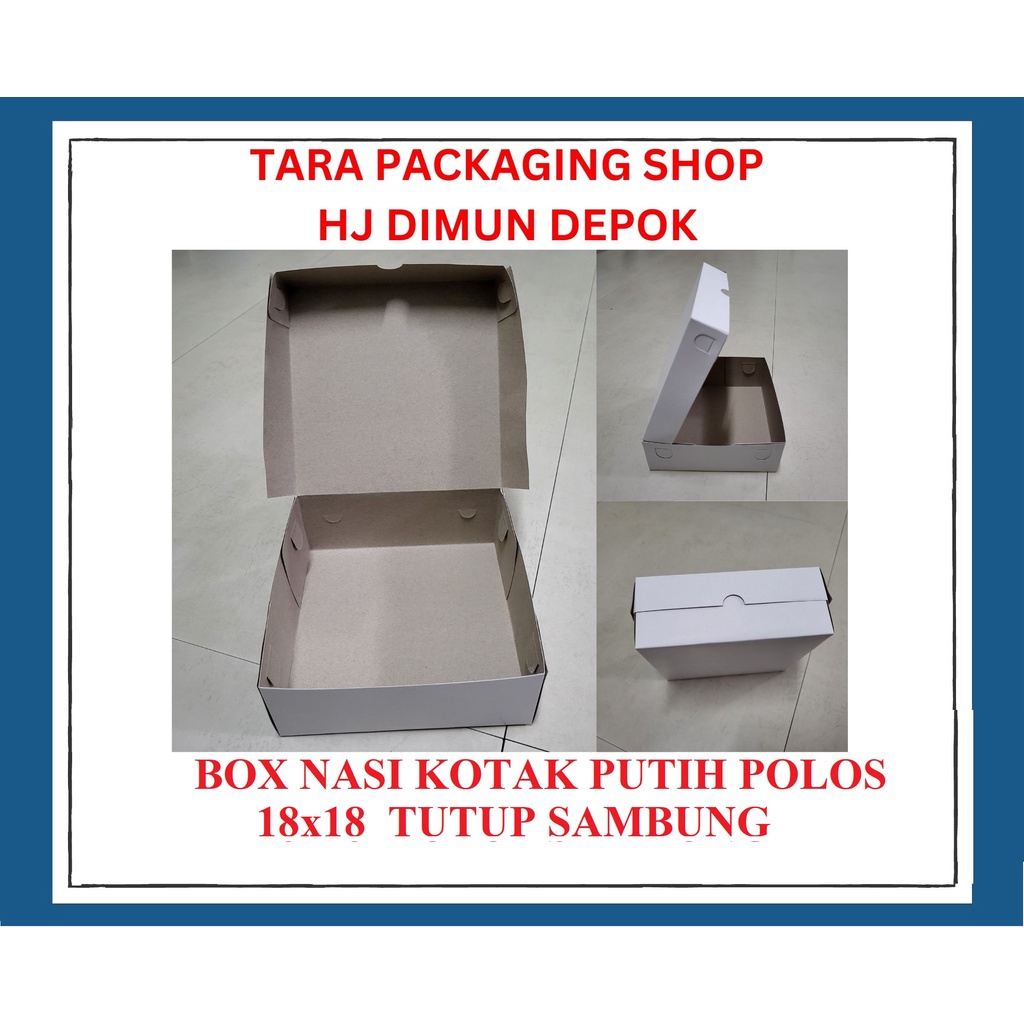 Jual BOX NASI KOTAK PUTIH POLOS 310 GR 18 X 18 CM TUTUP SAMBUNG ISI 10 ...
