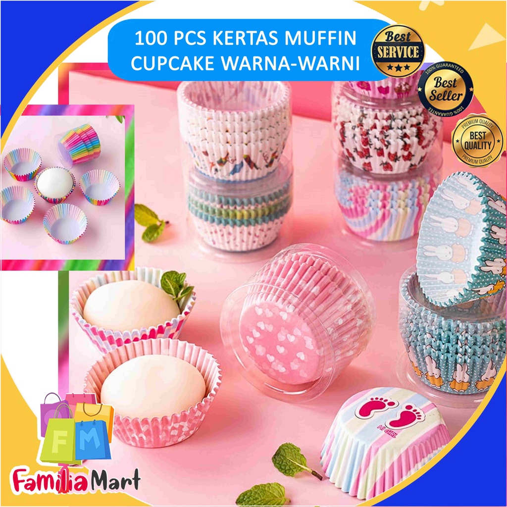 Jual 100pcs Muffin Colorful Cupcake Paper Cups Cake Baking Box Cup Case ...