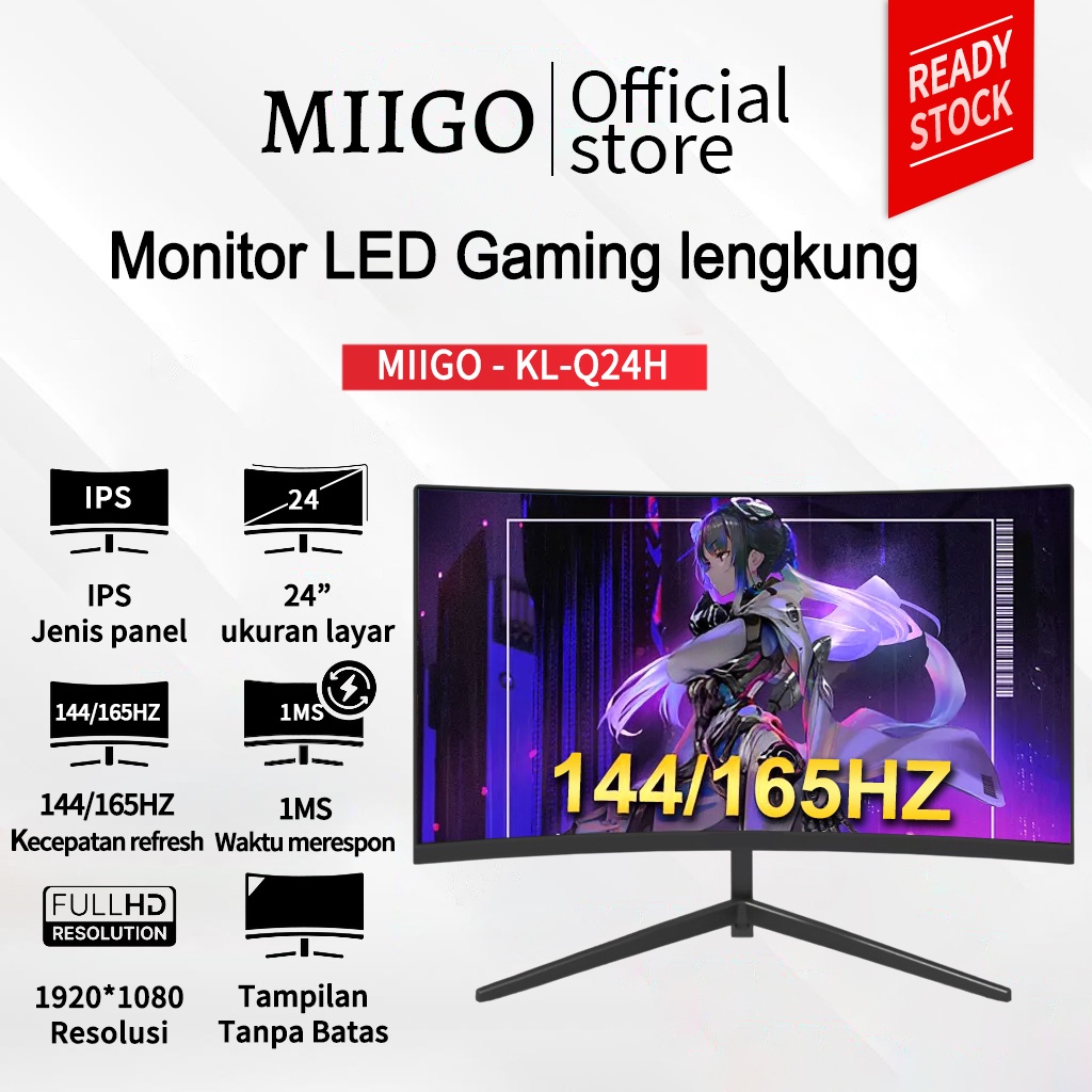 Jual MIIGO Monitor melengkung 24 inci, monitor definisi tinggi 144HZ ...