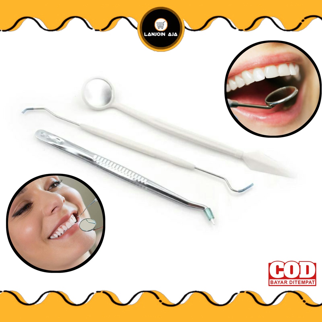 Jual Alat Pemeriksaan Gigi Standar isi 3 / Kaca Mulut, Sonde dan Pinset ...