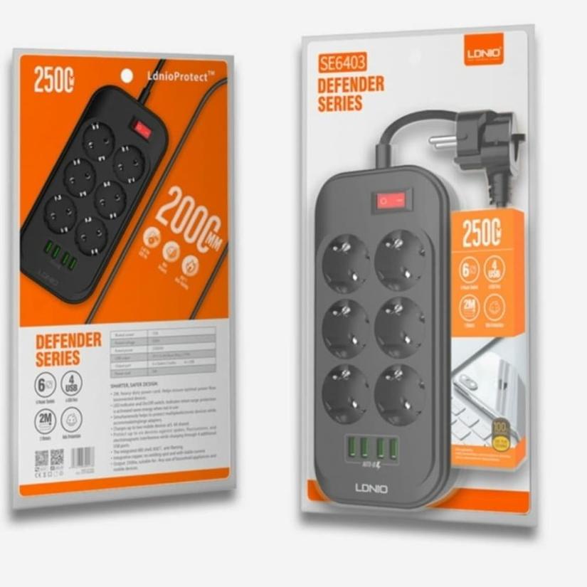 Jual Hadir Limited Stop Kontak LDNIO SE6403 6 Power Socket lubang + 4 USB Port | Shopee Indonesia