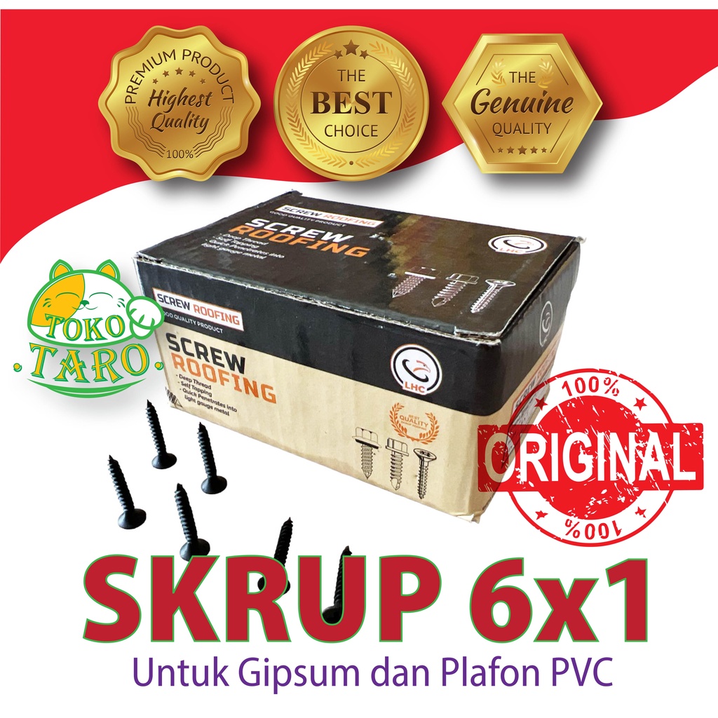 Jual SKRUP GYPSUM 6x1 6x2 Drywall Screw Mur Baut Plafon | Shopee Indonesia