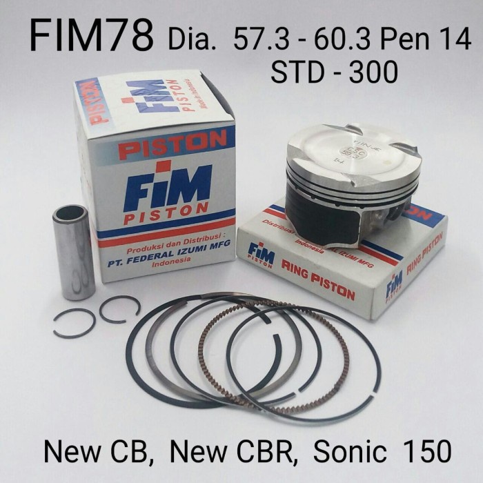 Jual FIM78 FIM PISTON KIT Honda CB/CBR, Sonic, Supra GT150R (K56 ...