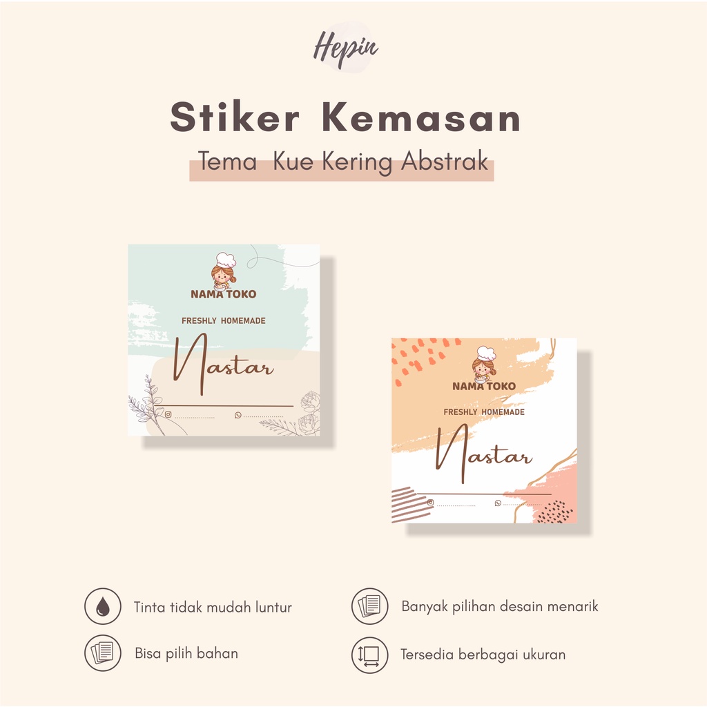 Jual cetak murah stiker label kue kering murah/tema ABSTRAK/stiker ...