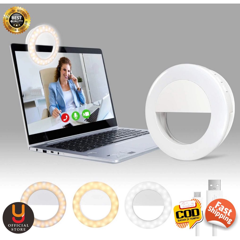 Jual Webcam Ringlight Laptop Notebook Lampu Selfie Ring Light USB Clip ...