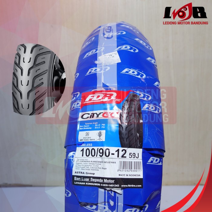 Jual FDR City GO 100/90-12 Scoopy Freego Ban Tubeless Motor Matic ...