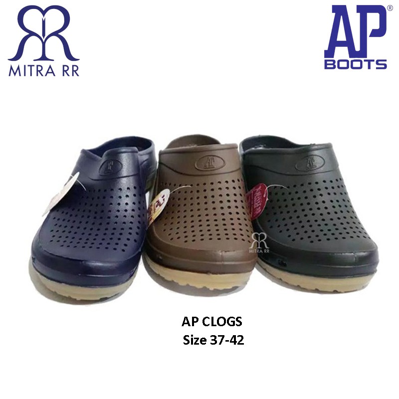 Jual AP Clogs Navy Hitam Cokelat AP Boots Sendal Pria Casual Anti Air ...