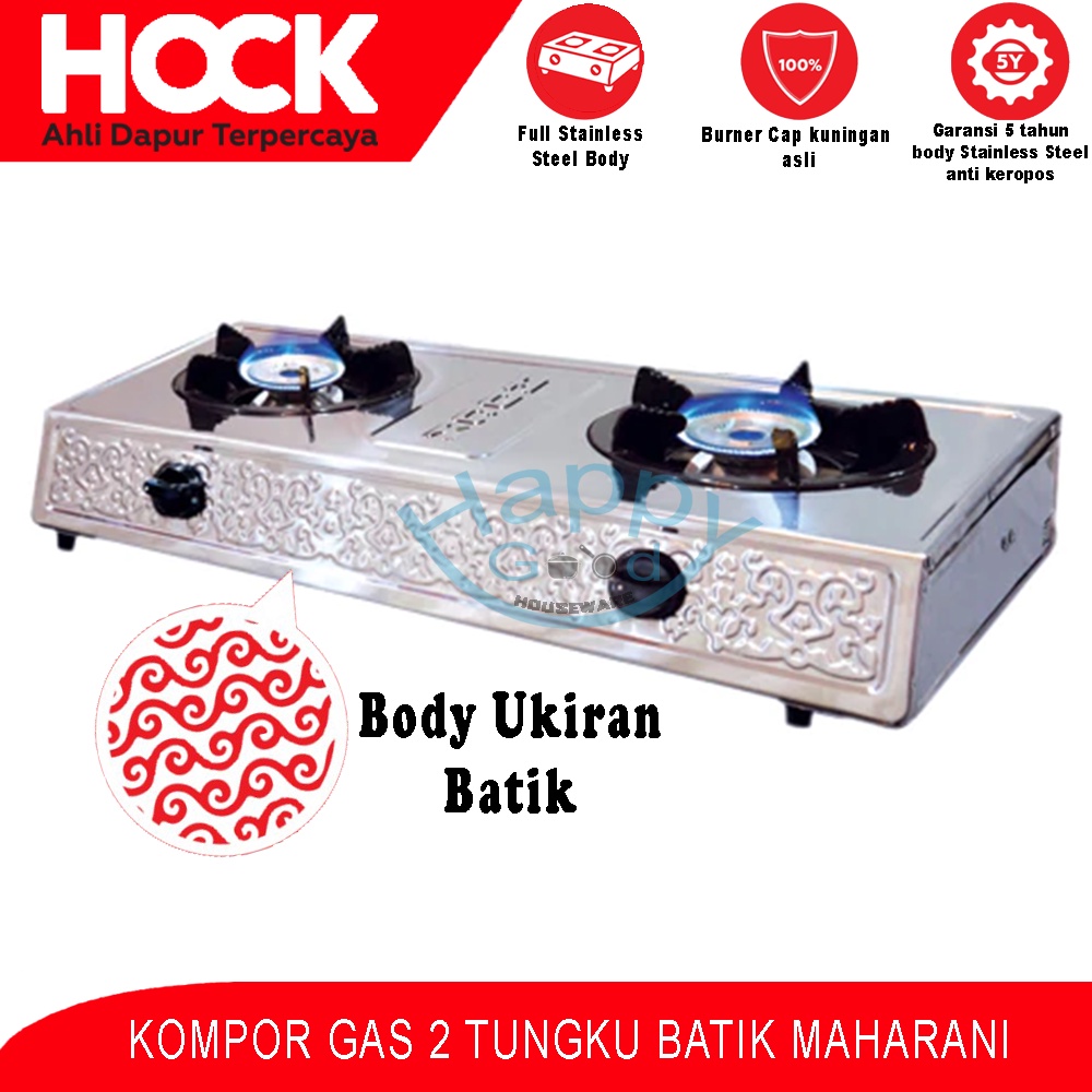 Jual HOCK KOMPOR GAS 2 TUNGKU MAHARANI BATIK FULL STAINLESS STEEL | Shopee Indonesia