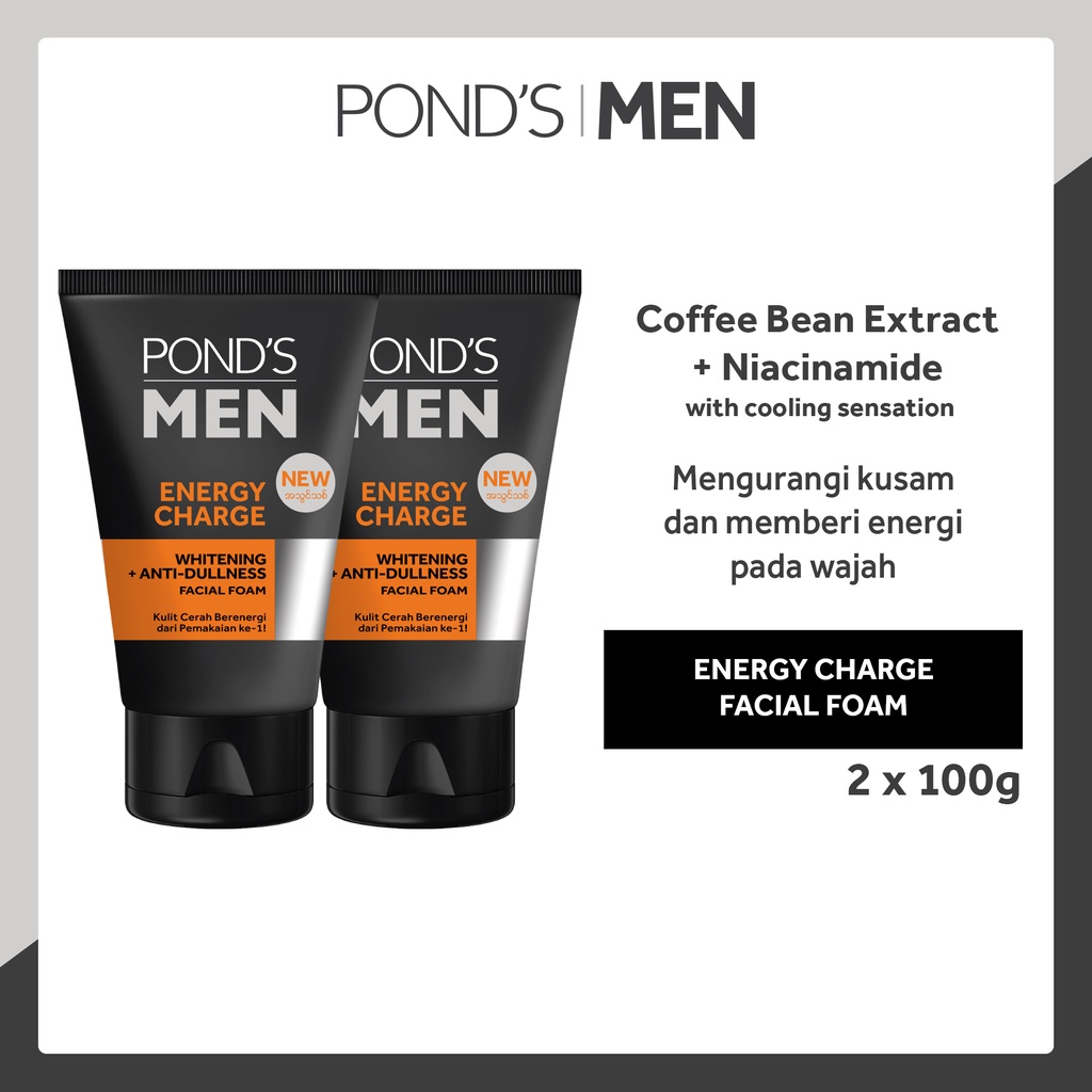 Jual Pond's Men Bright Energy Charge Anti Dullness Facial Foam 100g ...