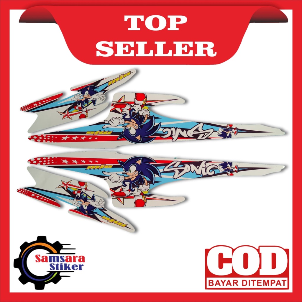 Jual Stiker Motor Yamaha Mio Sporty Variasi Sonic Putih | Shopee Indonesia