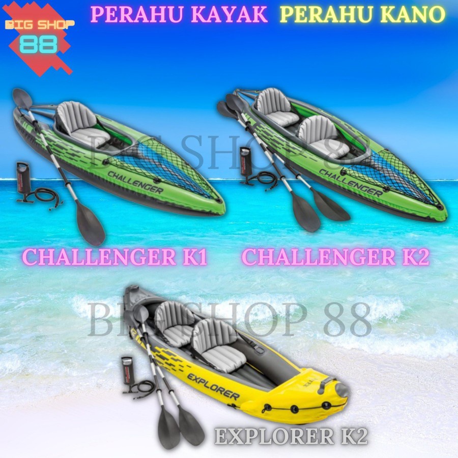 Jual INTEX PERAHU KARET KAYAK KANO TIUP CHALLENGER K1 K2 EXPLORER K2 ...