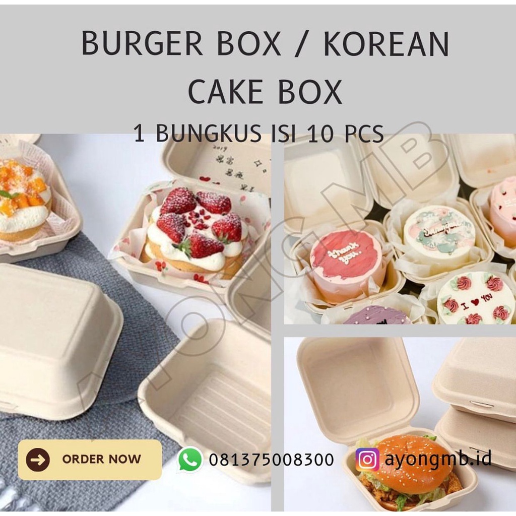 Jual BOX KUE CAKE KOREA/BAGASSE KOREAN LUNCH BOX BENTO/BOX KOTAK BURGER ...