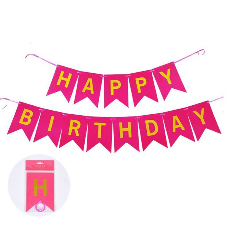 Jual Banner happy birthday flag baner hbd motif segilima segi lima 5 ...