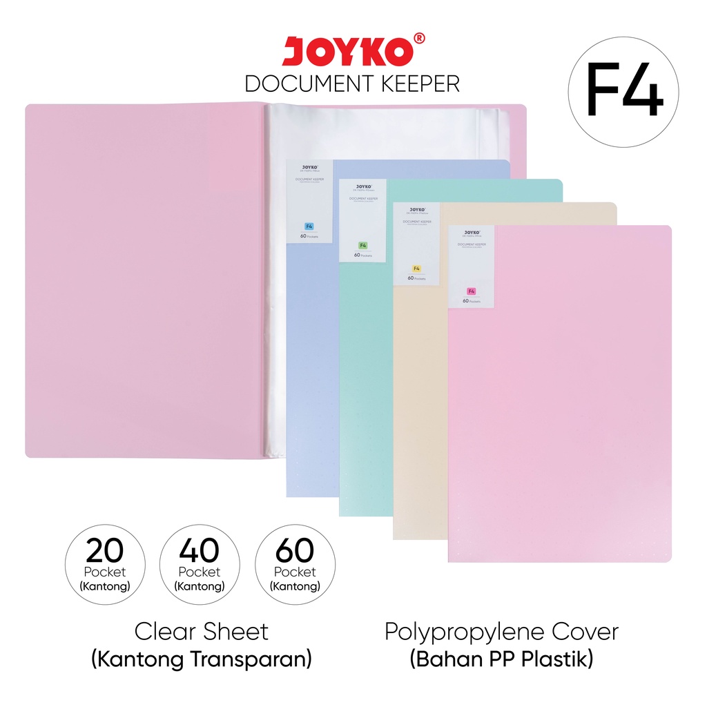 Jual Document Keeper Clear Holder Map File Dokumen Folder Joyko F4 ...