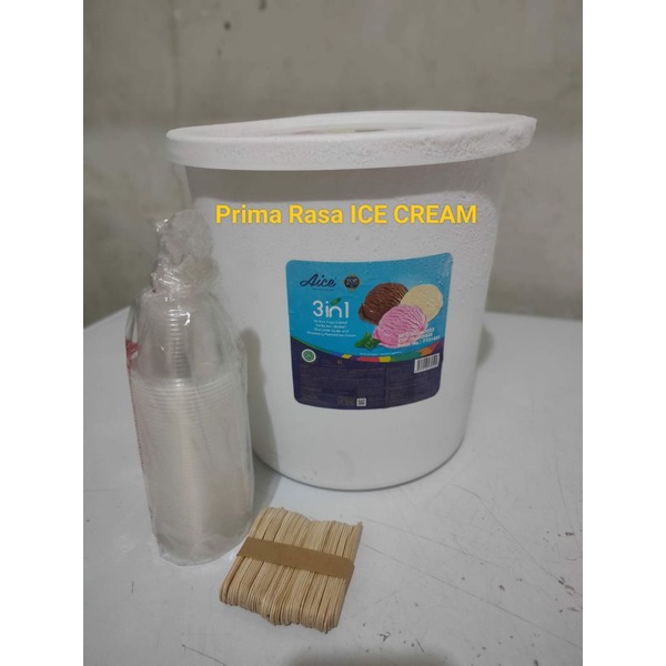 Jual ICE CREAM Aice 3 rasa 8 liter Paket include CUP dan sendok 50 pcs ...
