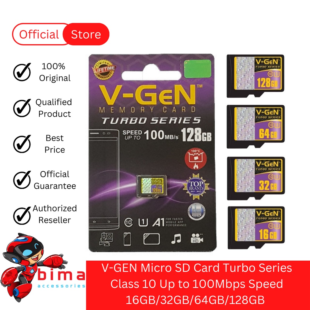 Jual V-GEN Memory Card VGEN Micro SD 64 GB 128 GB 256 GBClass 10 Turbo ...