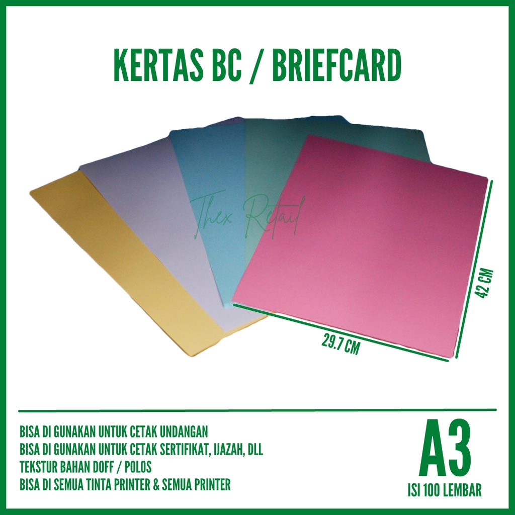 Jual Kertas BC A3 160 gsm isi 100 lembar / Brief Card A3 / Kertas Brief Card A3 | Shopee Indonesia
