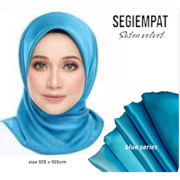 Jual Kerudung Segiempat Satin Velvet Blue Series | Hijab Segi Empat ...