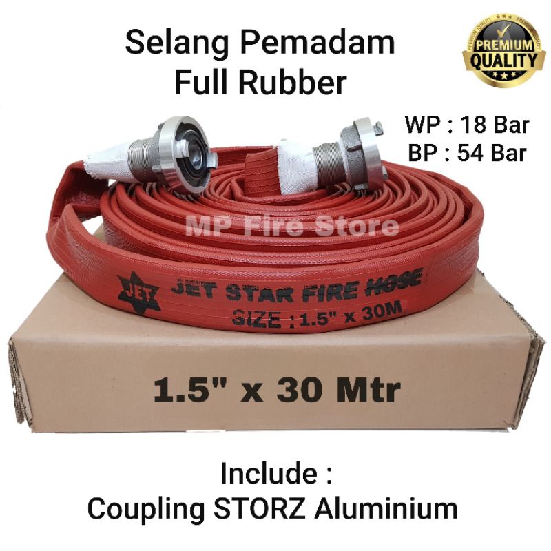 Jual FIRE HOSE RUBBER 1.5 x 30 Mtr STORZ ALUMINIUM JETSTAR ZEKI SELANG PEMADAM | Shopee Indonesia