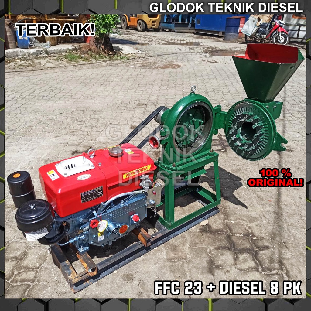 Jual Mesin Giling Tepung FFC 23 + Penggerak Engine Diesel Solar 8 HP PK DISK MILL FFC23 | Shopee ...