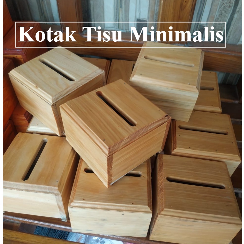 Jual kotak tisu kecil kayu Pinus / tempat tisu kayu / tisu makan ...