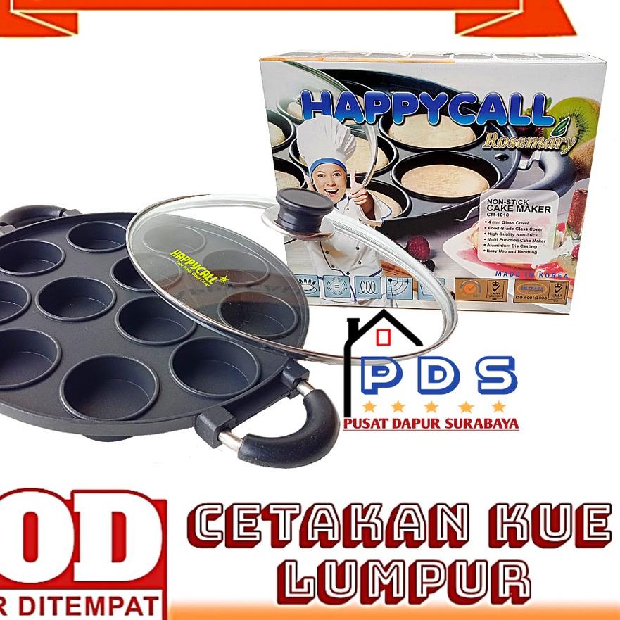 Jual ⅎ Happy Call Cetakan Kue Lumpur 12 Lubang Datar Snack Maker Loyang ...