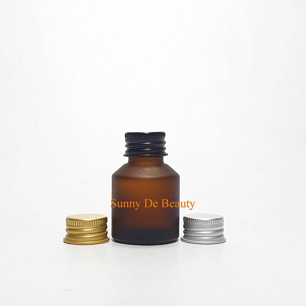 Jual Botol Kaca GD 15 Ml Amber Frosted Tutup Alu Ulir / Botol Kaca / Botol Kaca Kosmetik / Botol ...