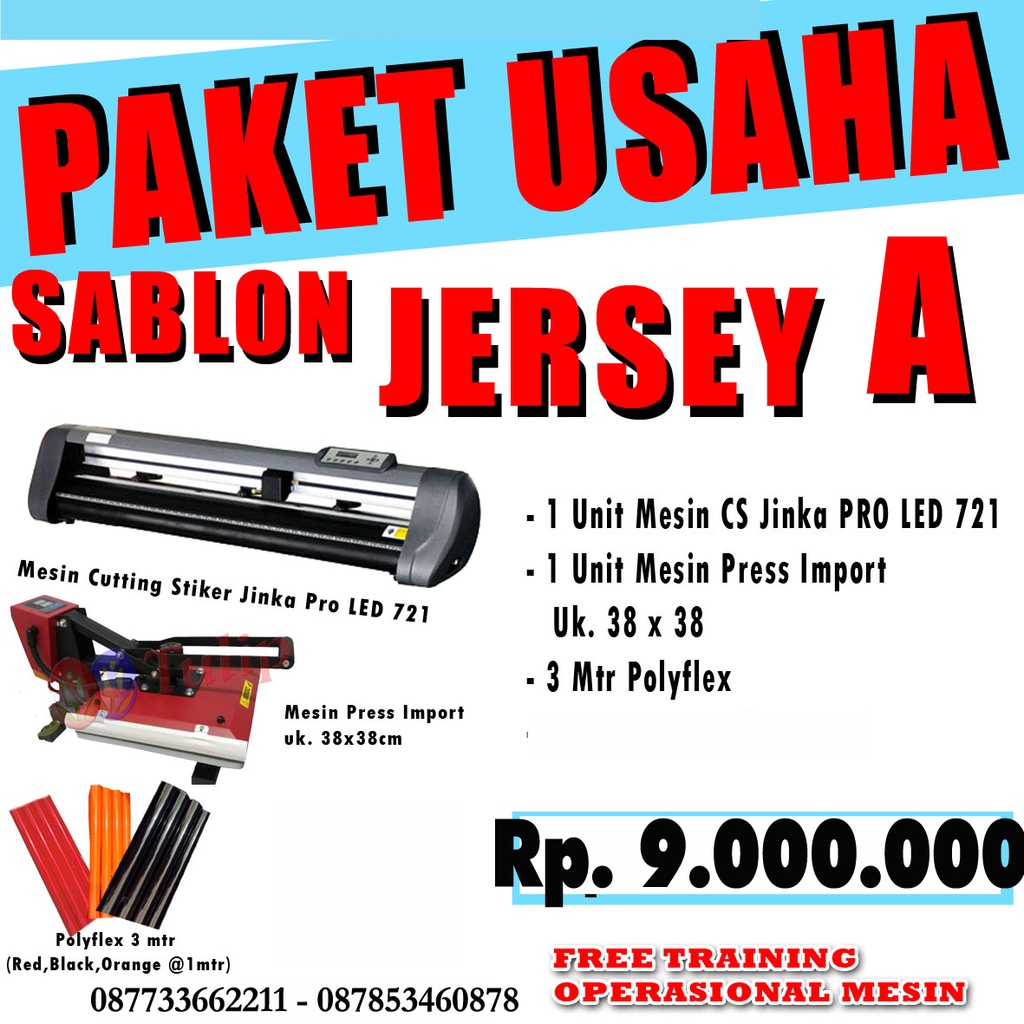 Jual PAKET USAHA PEMULA JERSEY SABLON / MESIN CUTTING STICKER JINKA ...