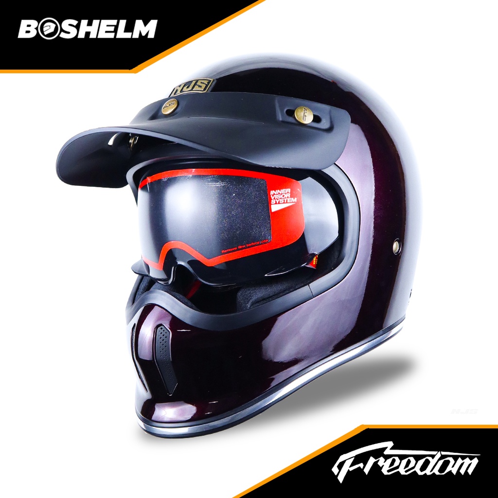 Jual BOSHELM Helm NJS Freedom Solid RED COOPER Helm Full Face SNI ...