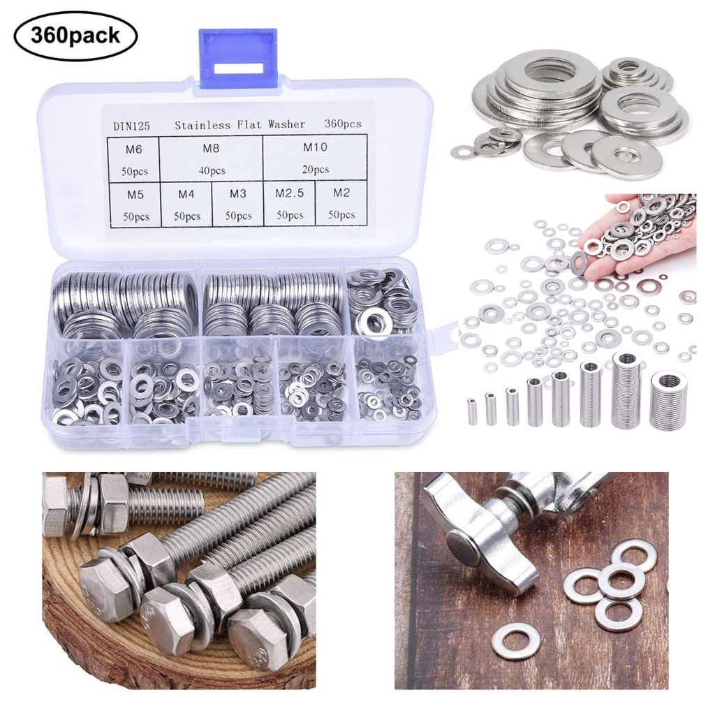 Jual Set Ring Washer Plat Baut Stainless Steel Complete Size 360 PCS ...